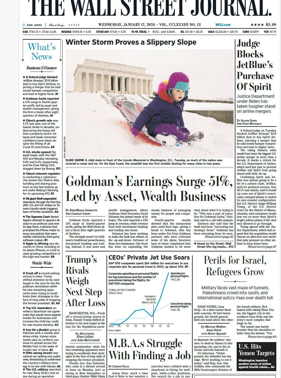 华尔街日报-2024-01-17 The Wall Street Journal - 外刊资料检索 | 58资源站
